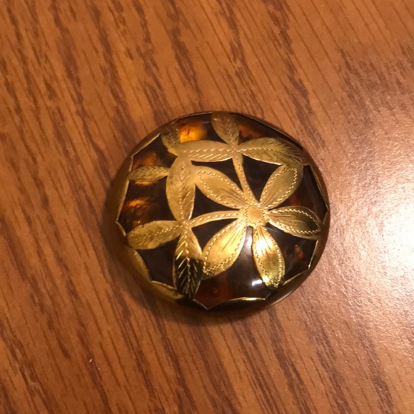 Jewelry | Vintage Gold Plated Amber Pin | Poshmark